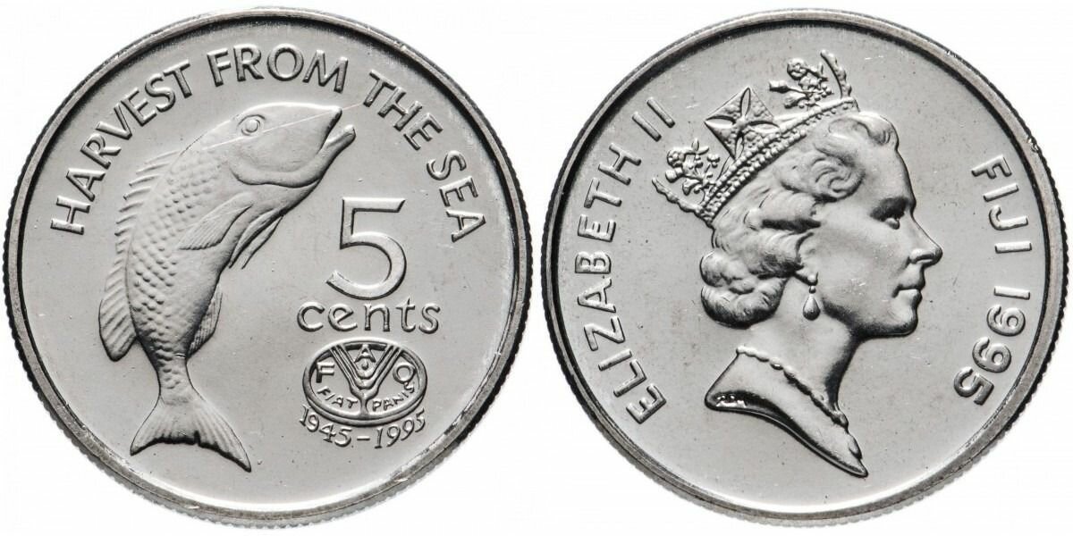 Фиджи 5 центов, 1995 50 лет ФАО