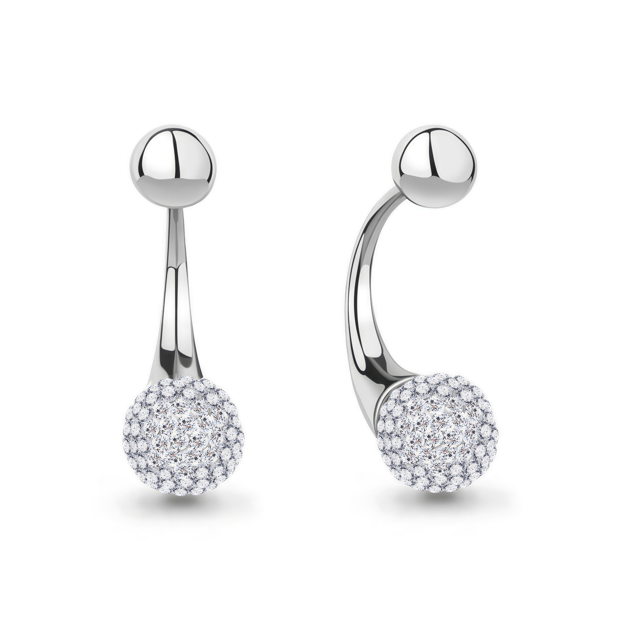 Серьги, серебро, 925 проба, родирование, кристалл