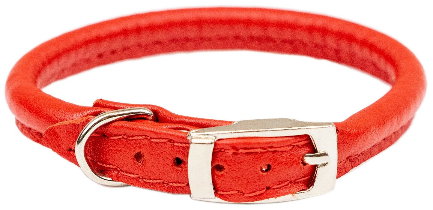 Ошейник Дарэлл ZooM кожаный "cord" круглый красный для собак (6мм х 30-34см)