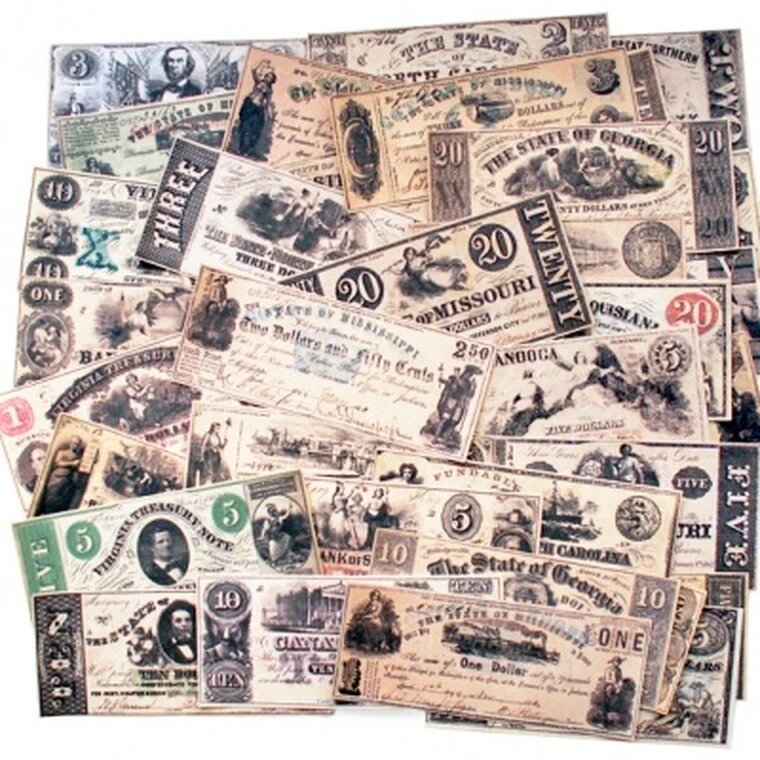 Набор 50 банкнот доллары Конфедерации, сувенирные копии, банкноты и купюры редкие коллекционные