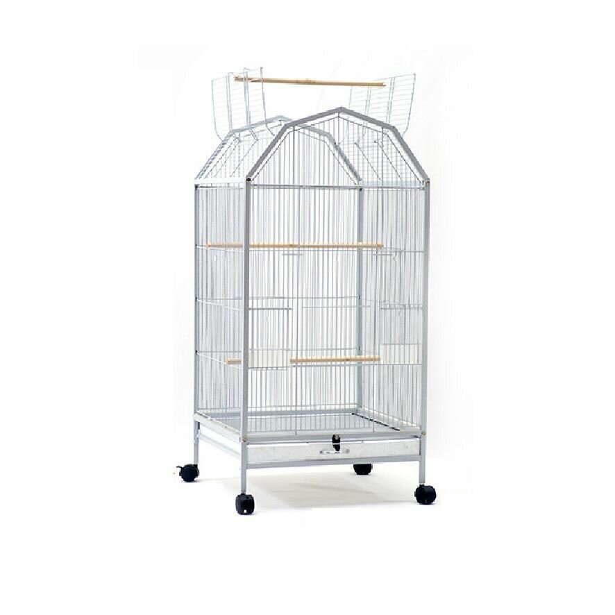 Клетка для птиц попугая большая, металлик, 45 х 45 х 93см, шаг прута 10мм