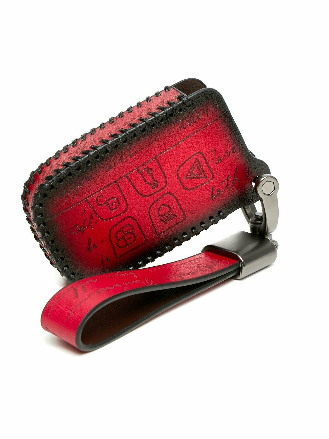 Чехол BGT для автомобильного ключа Land Rover (Ленд Ровер), кожа, влагозащитный, ударопрочный, красный