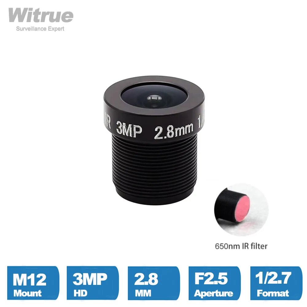 Линза Witrue, 2,8 мм, крепление M12, 1/2.7 дюймов, F2.5, широкий угол