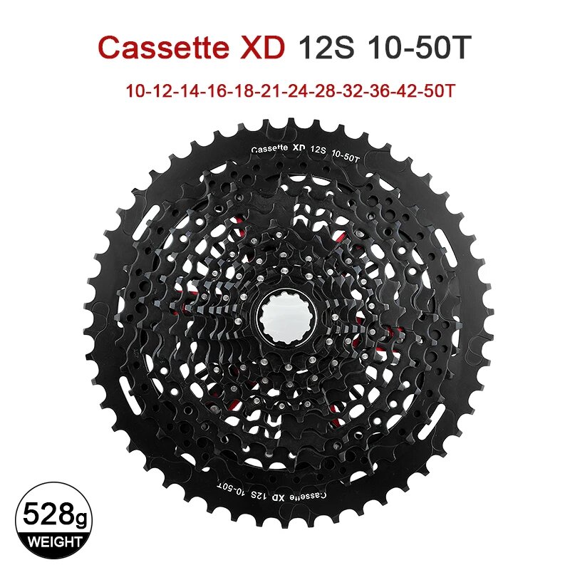 Кассета SUNSHINE XD 11S/12S стальная 10-50T/52T/9-50T/9-42T для SRAM GX EAGLE 12S 10-50T Black