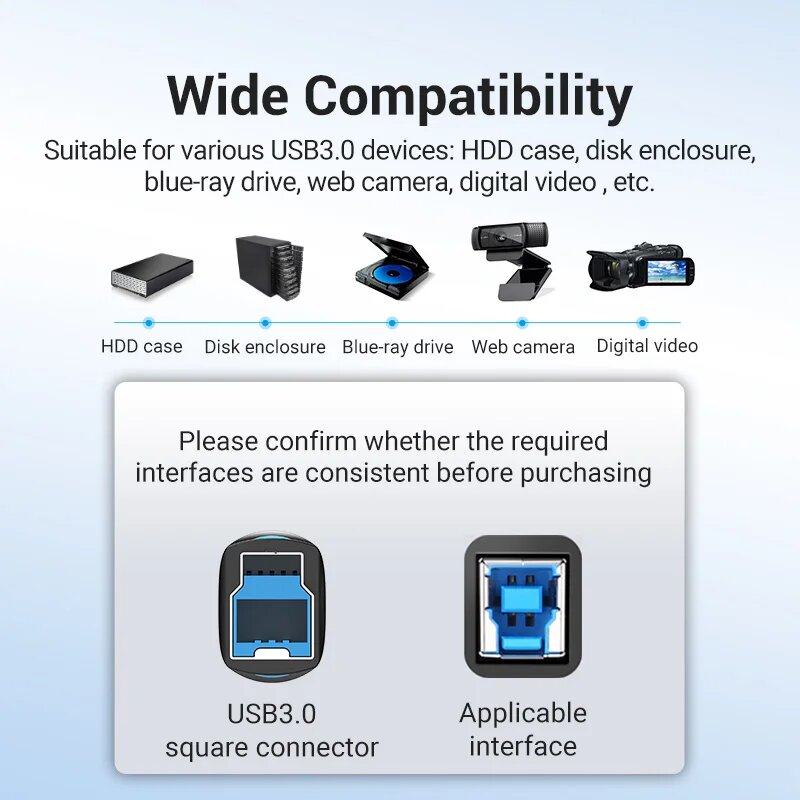 Кабель Vention USB C - USB Type B 3.0, 1 м — фото 1