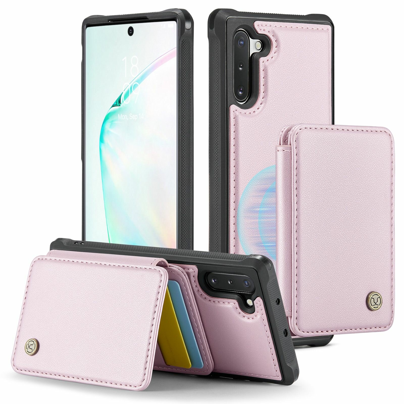 Jeehood Кожаный Чехол Для Samsung Galaxy Note 10 (Самсунг Галакси Ноут 10) MagSafe Совместимый , Магнитный, Кошелек Картхолдер, Поддержка Беспроводной Зарядки, Противоударный