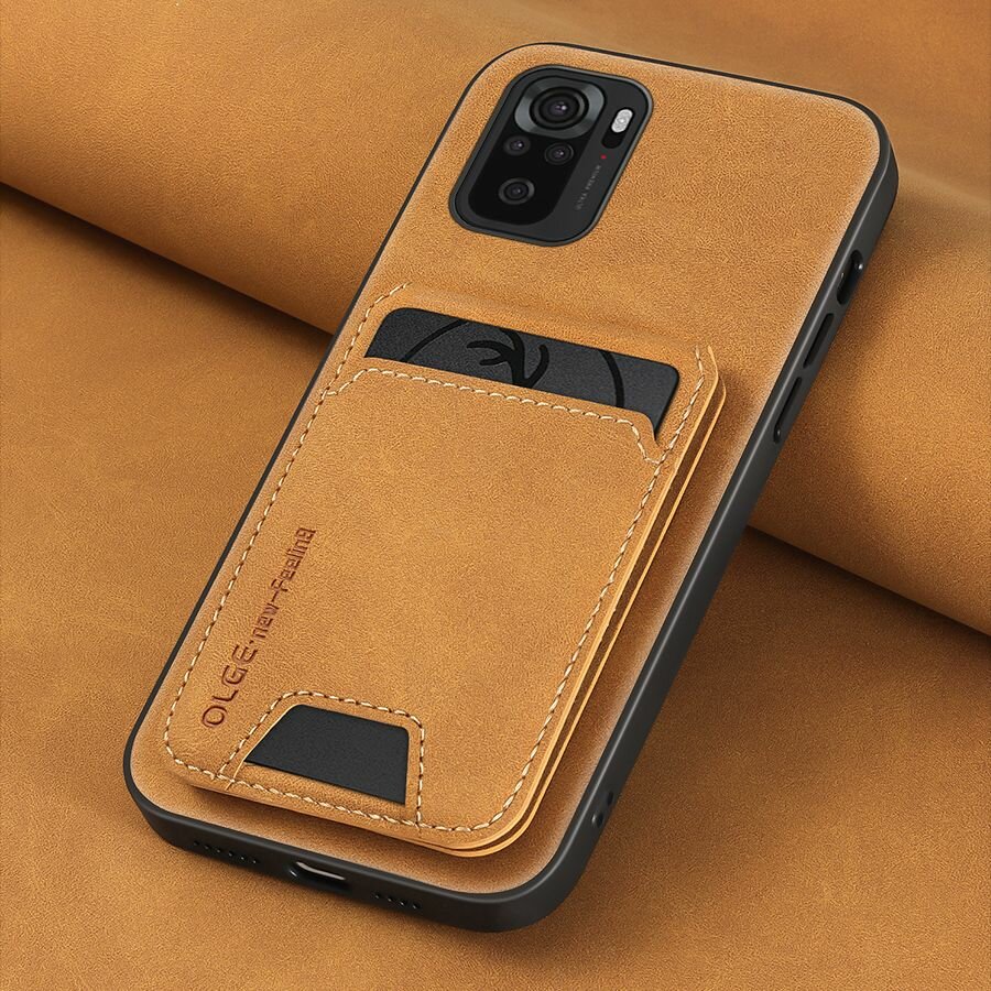 OLGE Кожаный Чехол Для Xiaomi Redmi Note 10 4G / Note 10S / POCO M5s (Сяоми Редми Ноут 10, Нот 10С) С Картхолдером , Противоударный , Нескользящий И Удобный