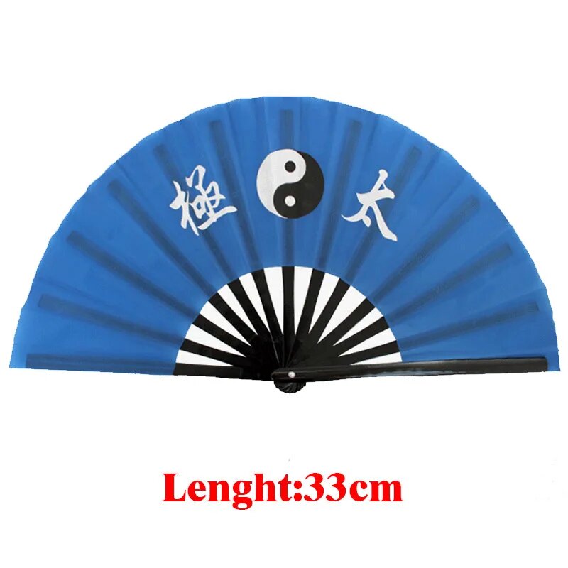 Бамбуковый веер для кунг-фу CoolWushu KF-O15 Синий, Blue Tai Chi