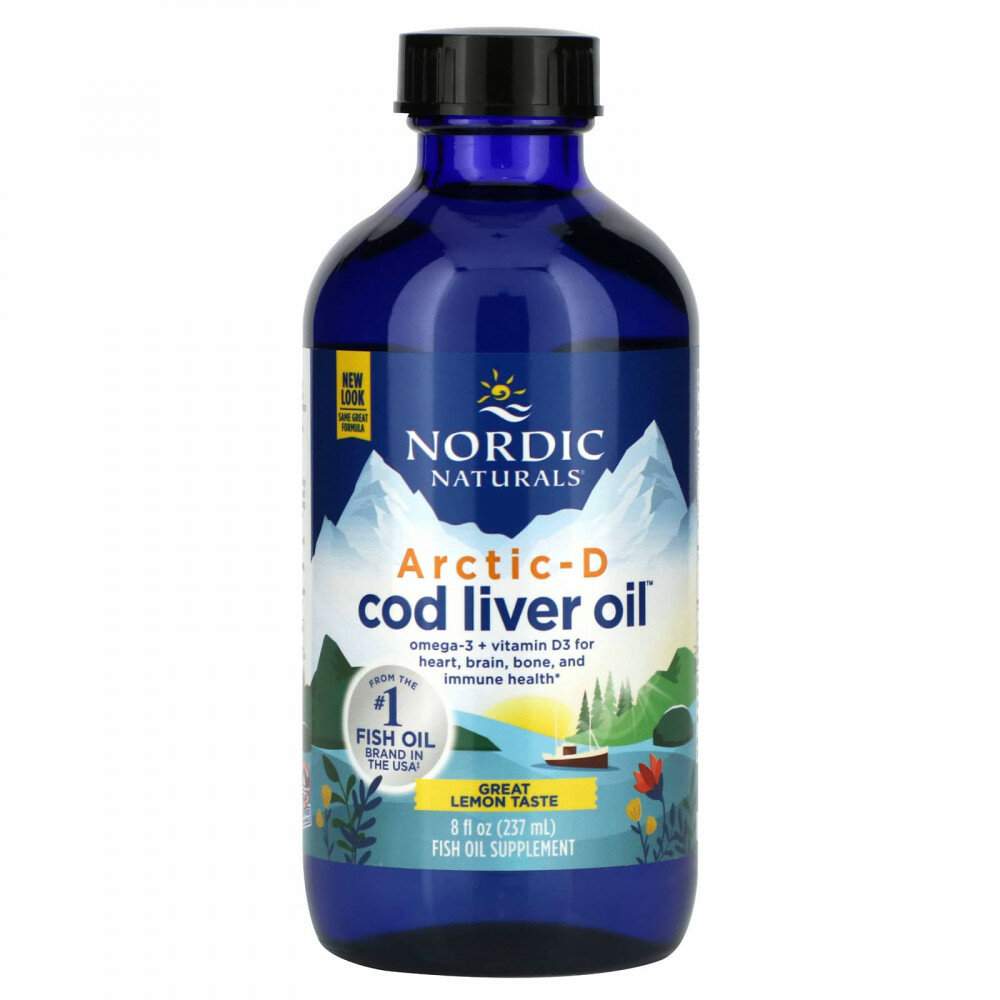 Nordic Naturals, Arctic-D Cod Liver Oil™, со вкусом лимона, 237 мл (8 жидк. унций)