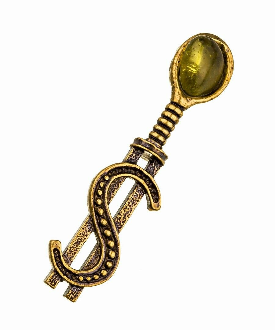 Кошельковая Загребушка ложка Доллар с янтарем 564.1