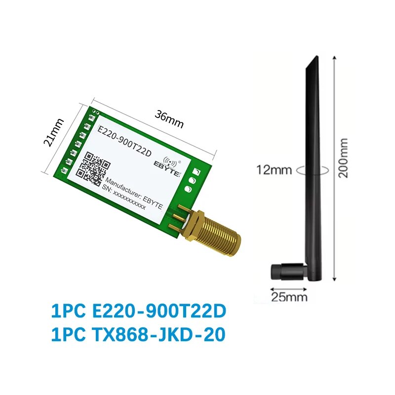 Беспроводной модуль LoRa COJXU E220-900T22D with 868MHz Antenna