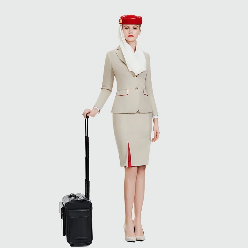 Женский бежевый костюм стюардессы Emirates