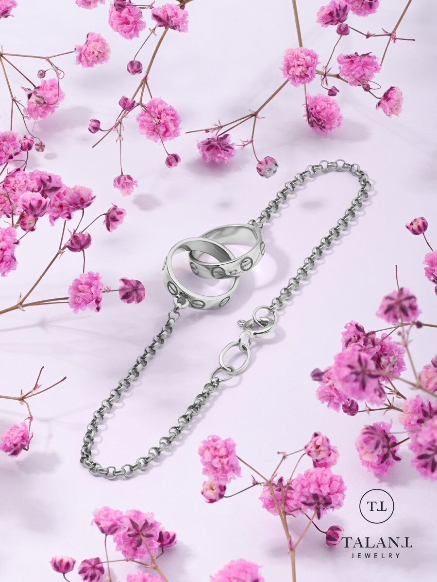 Браслет, белое золото, 585 проба, родирование