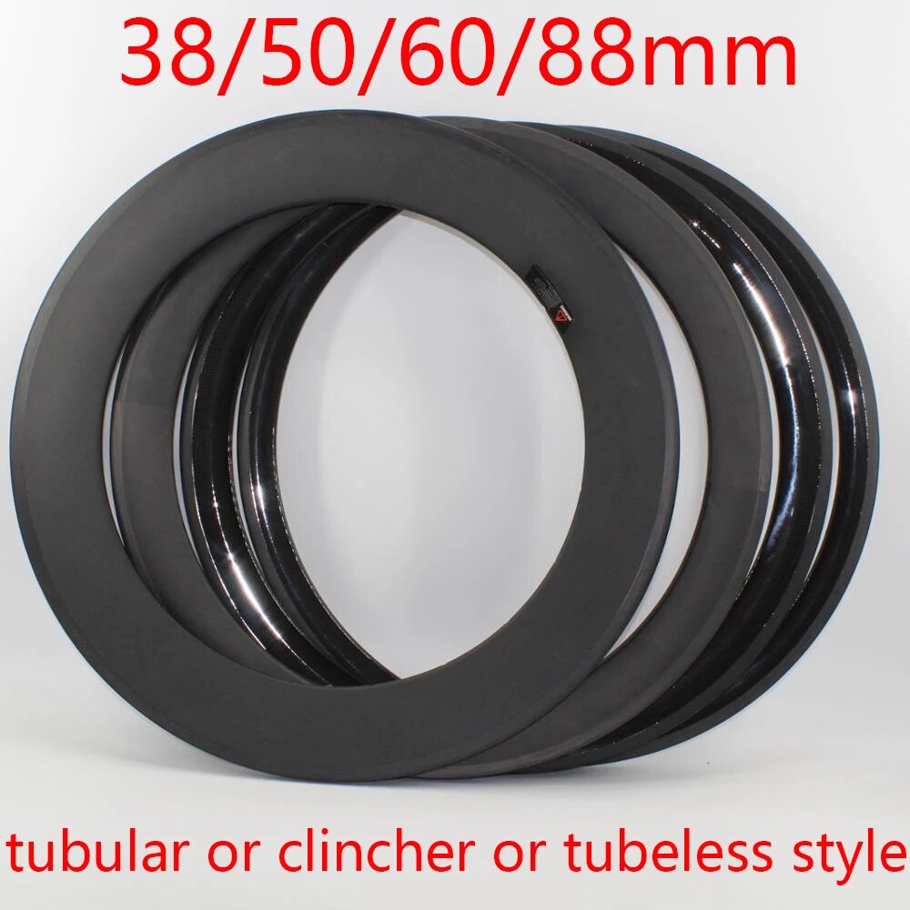 Велосипедные колеса 700C карбоновые трубчатые 88 мм, with brake surface, клинчер, 28 holes