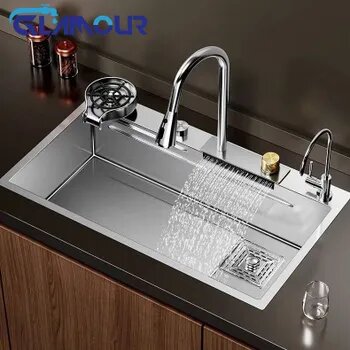 Мойка для кухни GLAMOUR хром издание Нанотехнология противообрастания Многофункциональный комплект