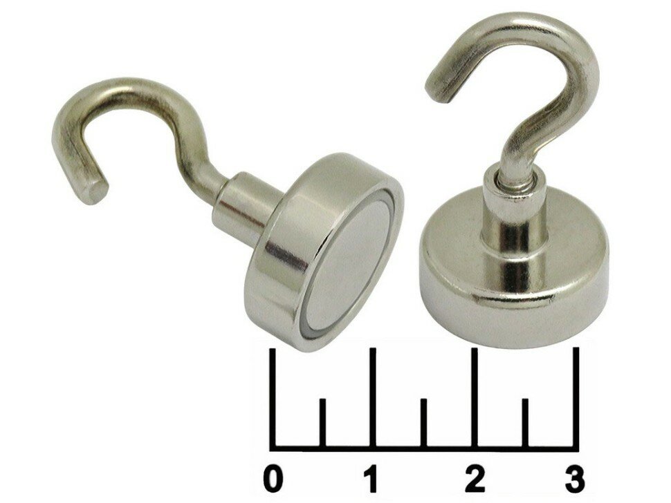 Магнит поисковый с крюком M4 20*7 неодимовый (E20) (~14.5кг)