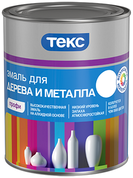 Эмаль для Дерева и Металла Текс Профи 0.9л для Внутренних и Наружных Работ.