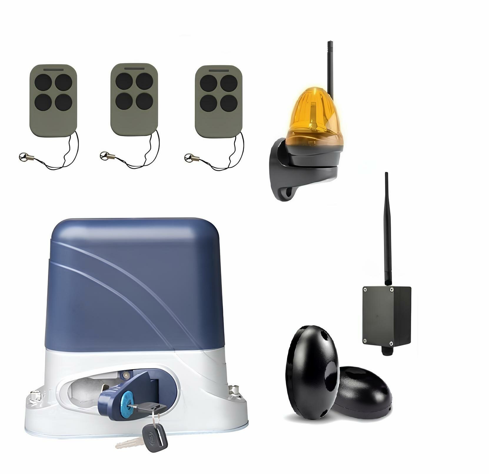 Автоматика для откатных ворот KSL-800 FULL-K-BT-Т3, комплект: привод, 3 пульта, Bluetooth-модуль, фотоэлементы, лампа