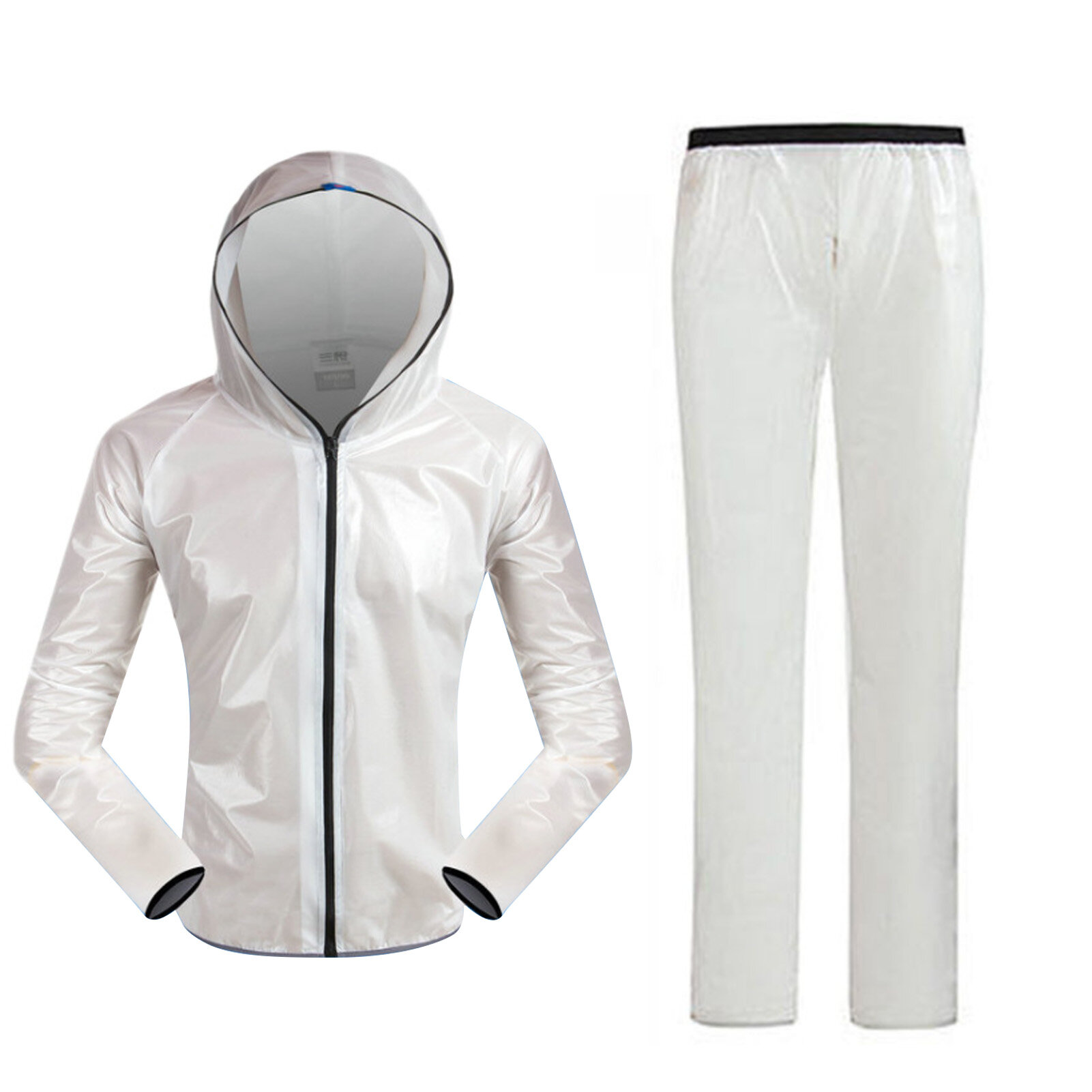 Дождевик для велосипеда с капюшоном для мужчин и женщин водонепроницаемый ветронепроницаемый куртка / штаны / куртка и штаны рефлексивные дождевики для походов бега путешествий велосипедных активностей на открытом воздухе, цвет: белый, зеленый, черный,