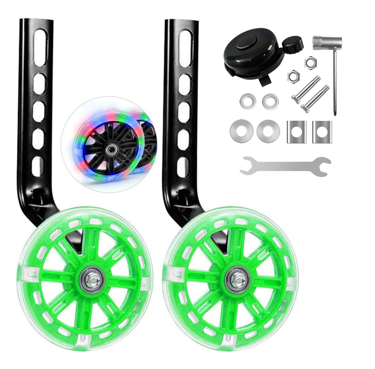 Комплект тренировочных колес для велосипеда с бесшумными вспышками и регулируемым