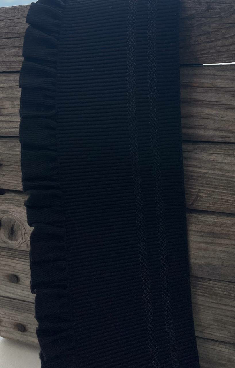 Декоративная резинка для одежды, черная с рюшей, ширина 6см , отрез 2 метра