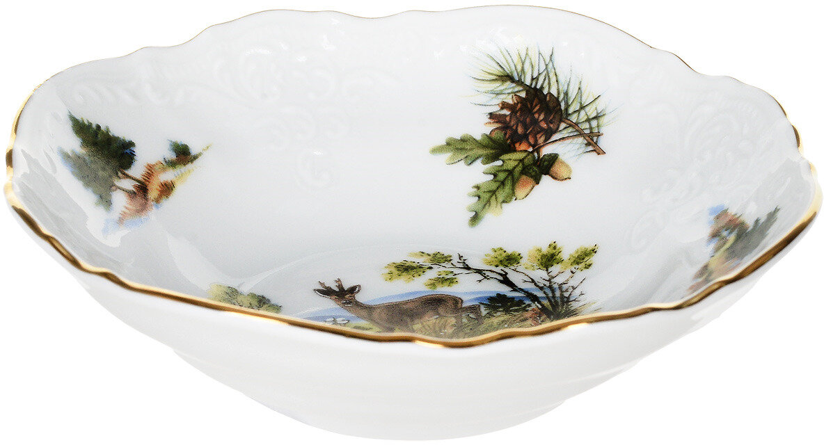 Салатник круглый 13 см; "Bernadotte", декор "Охотничьи сюжеты", Thun/ БТФ0089