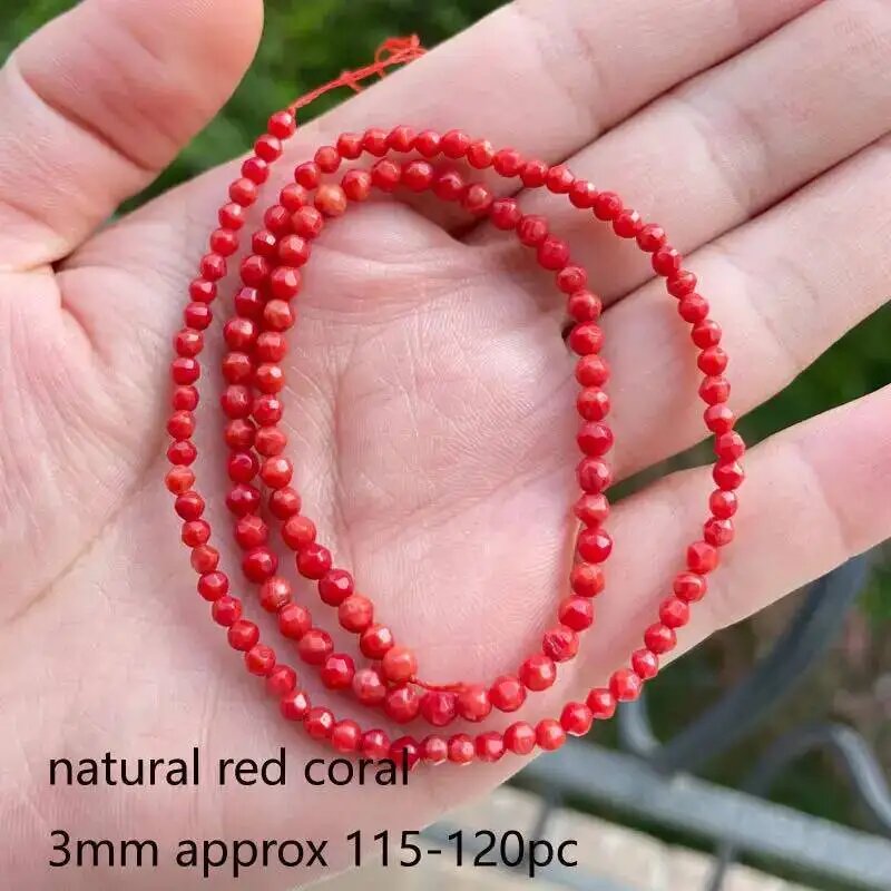Бусины из красного коралла jbyzbsm 2/3/4/6/8 мм 3mm Faceted Round