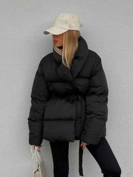 Куртка Женский Воротник, Карманы черный шалька Термолайт