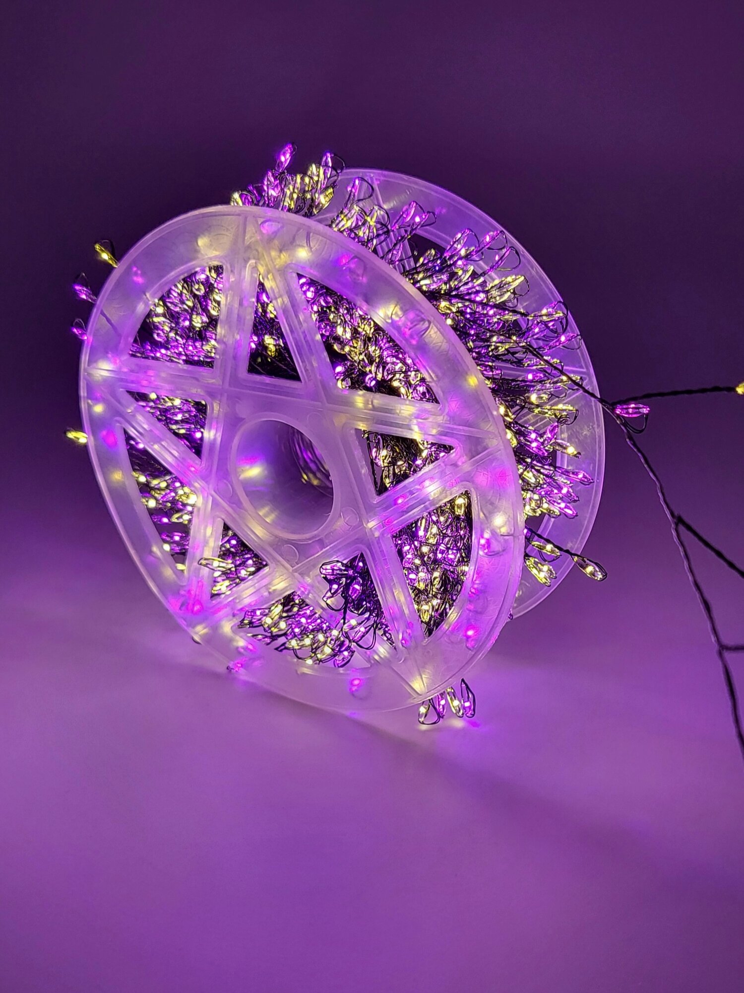 Гирлянда мишура хвойная лапа двухцветная розовый и теплый 30м Ip44 цвет провода зеленый