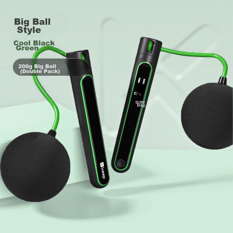 Keep Fat-Burning Weighted Jump Rope for Adults, Weight Loss Fitness Speed Rope - Cool Black And Green/No Rope Large Ball