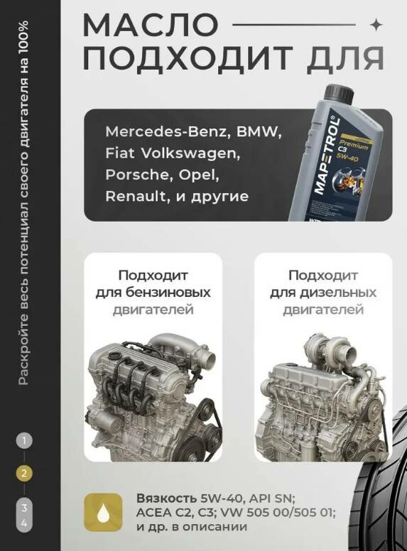 Масло моторное MAPETROL Premium C3 5W40, 1л Premium C3 1л MAP0026