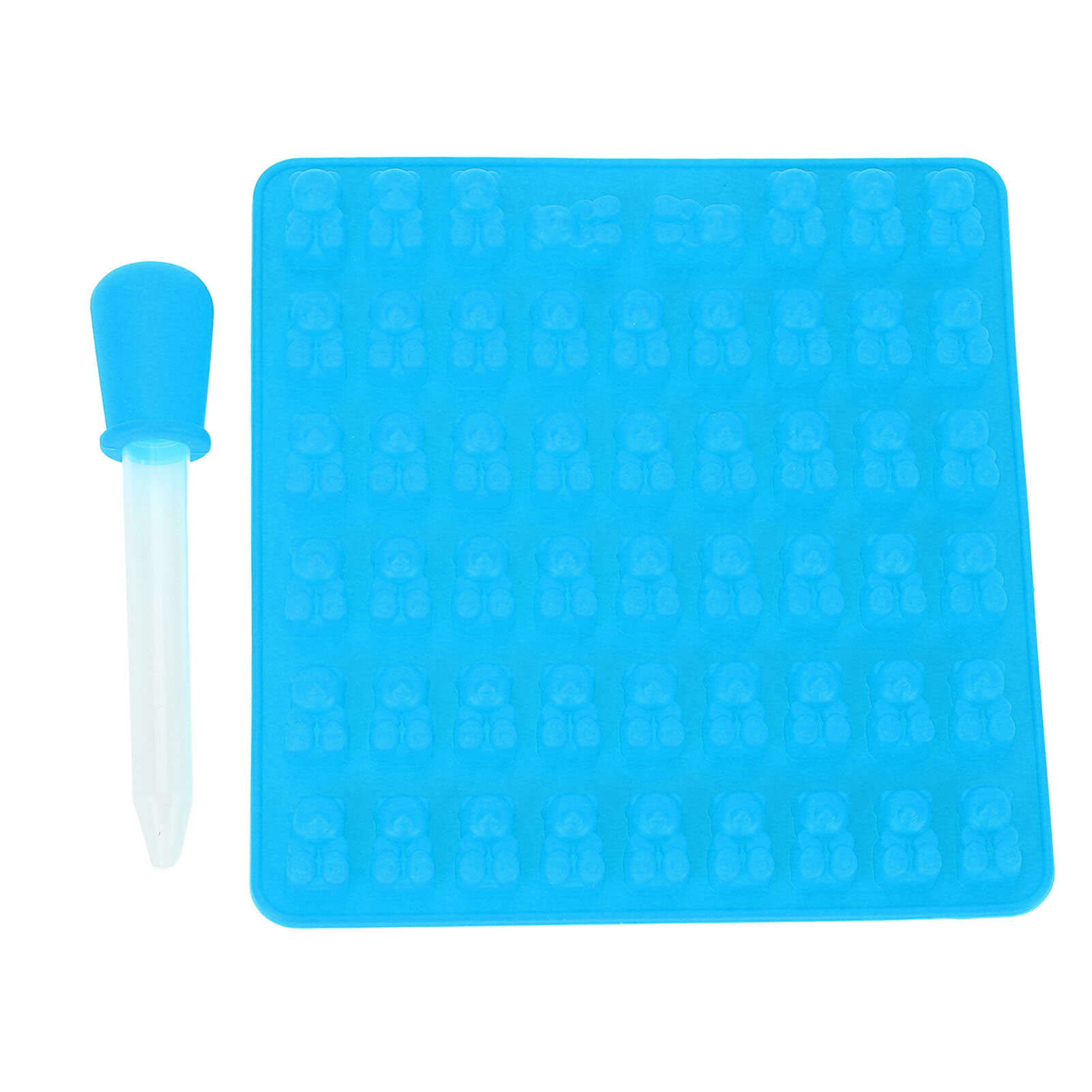 Липкая форма для конфет в форме медведя, 53 полости, силиконовая форма для выпечки с капельницей для шоколадного печенья, кубик льда, синий