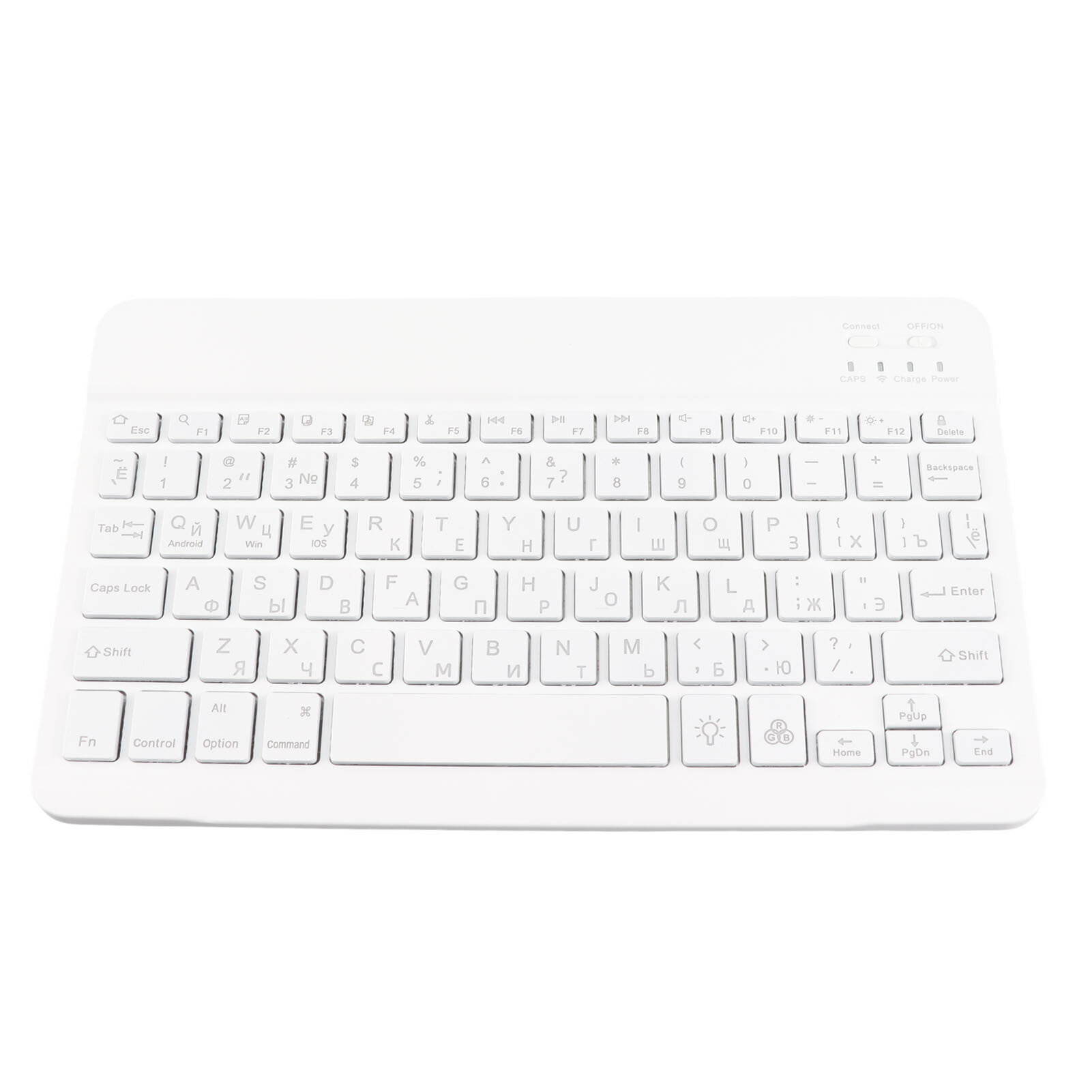 Беспроводная Bluetooth Клавиатура 10 дюймов с RGB Подсветкой Квадратная Клавиша для Телефона TabletWhite Russian