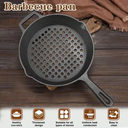 IKEA Сковорода-гриль чугунная сковорода для барбекю, 430 мм x 262 мм x 53 мм, черный