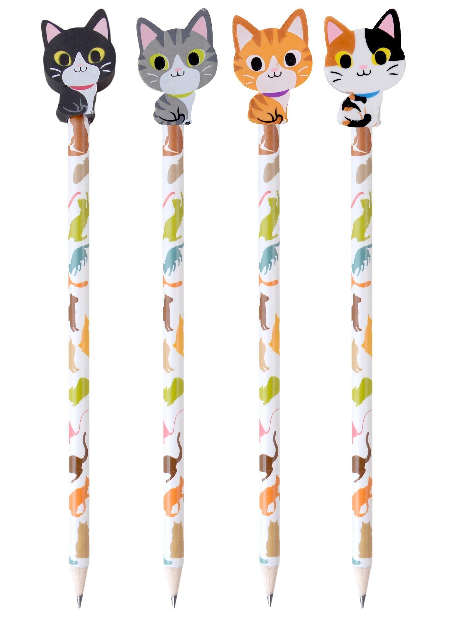 Карандаш School Tools, "Кот", чернографитный HB с ластиком, в ассортименте