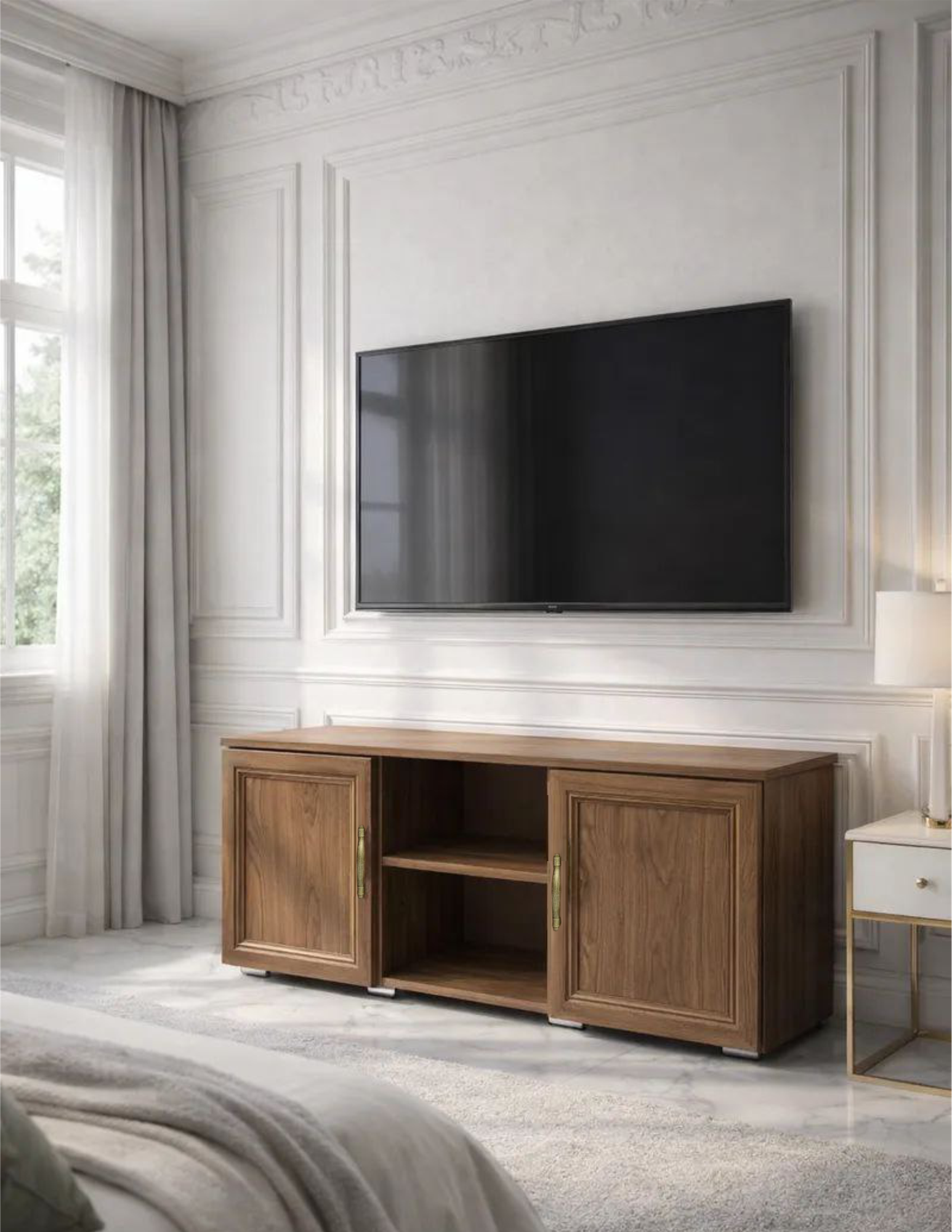 Тумба под телевизор Вита орех МДФ , тумба под телевизор напольная, длинная, тумба тв напольная