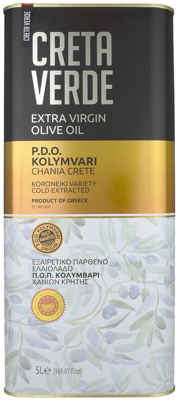 Оливковое масло 5л Creta Verde P.D.O. Kolymvari (Греция, Крит, Extra Virgin, жесть)