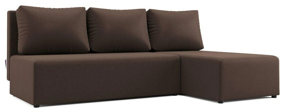 Диван угловой GALAXY "Консул", велюр, коричневый, длина спального места 190 см