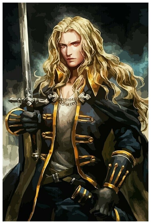 Картина по номерам на холсте Аниме Castlevania Кастельвания (Алукард, Влад Цепеш, Дракула) - 7428 В 60x40