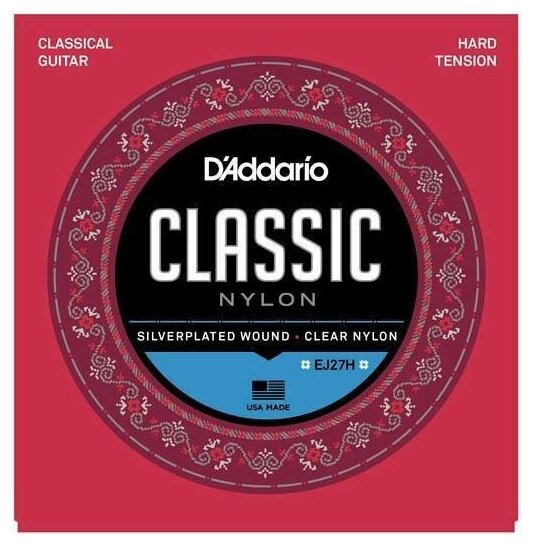 Струны для классической гитары D'Addario EJ27H Classic Nylon Hard Tension