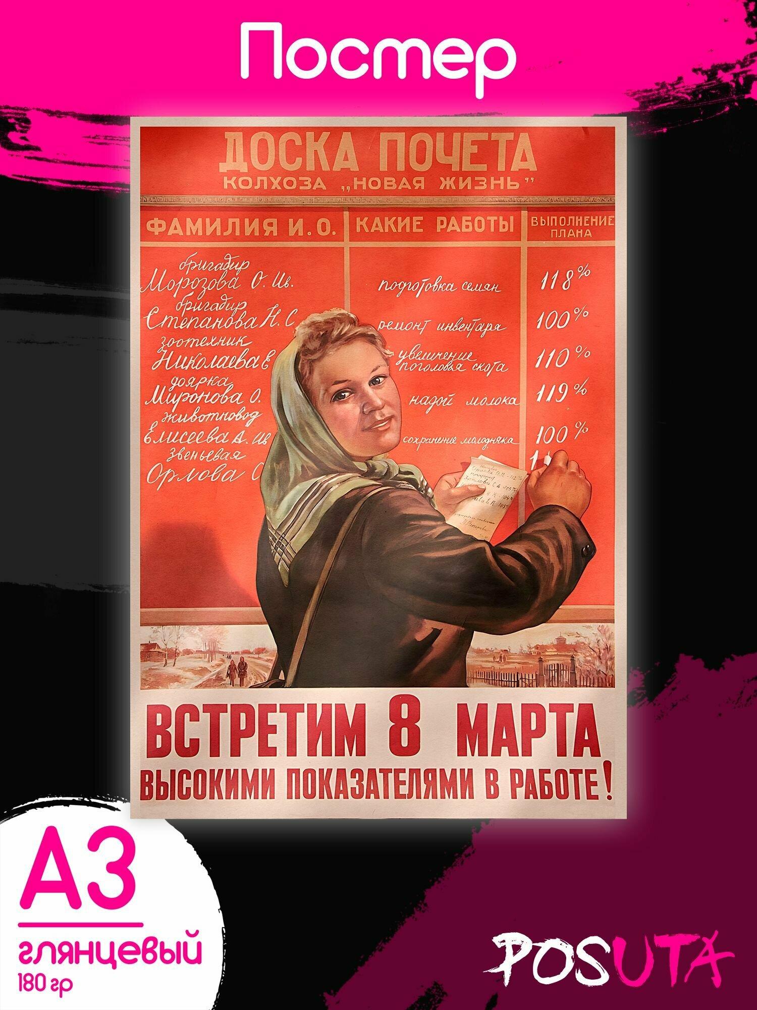 Плакаты настенные СССР 8 Марта