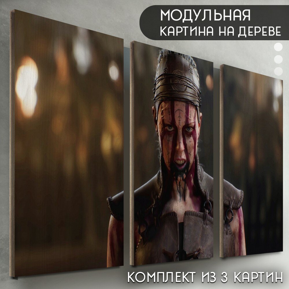 Модульная картина на дереве "игра Hellblade 2 (сенуа, хелблейд, PS, PC, XBOX, SWITCH) - 6648"