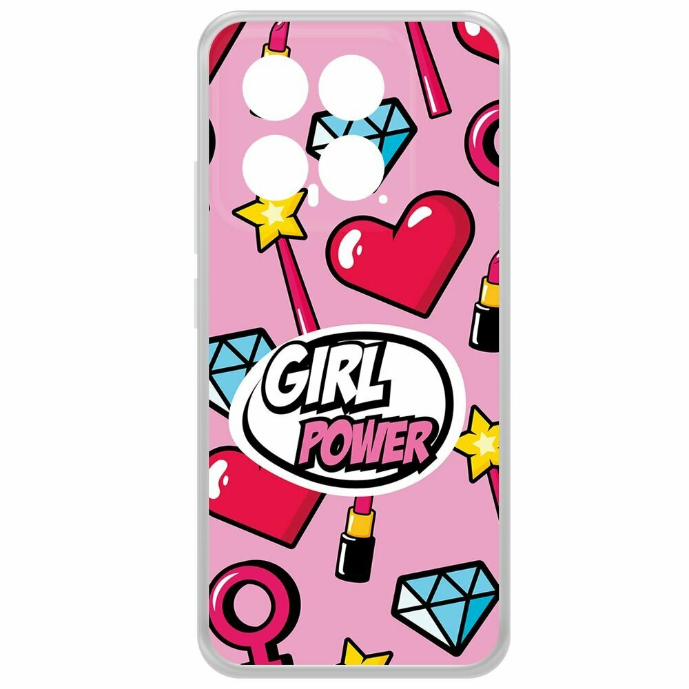 Чехол-накладка Krutoff Clear Case Girl Power для Xiaomi 14, с рисунком, термопластичный полиуретан (TPU)