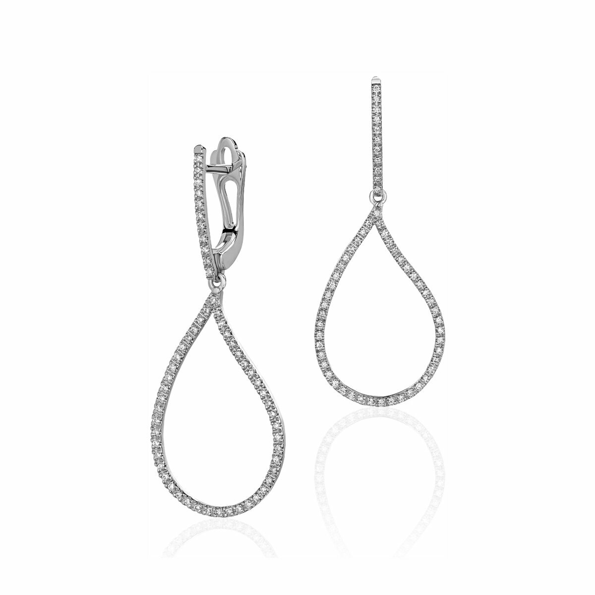 Серьги, белое золото, 585 проба, бриллиант