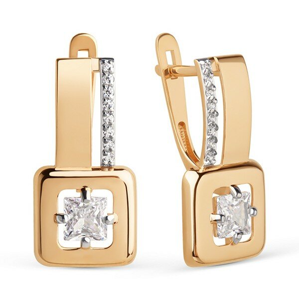 Серьги JEWELIN, красное золото, 585 проба, фианит