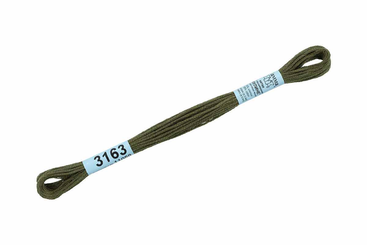 Мулине "Gamma" 100% хлопок 8 м №3163 коричневый-хаки