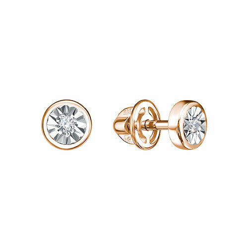 Серьги пусеты, серебро, 925 проба, бриллиант