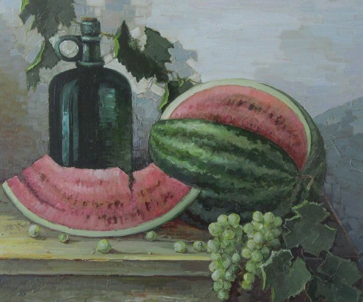 ART-Salon at Oktyabrskaya картина "Натюрморт с арбузом ", 50х60см; холст, масло; авторская работа