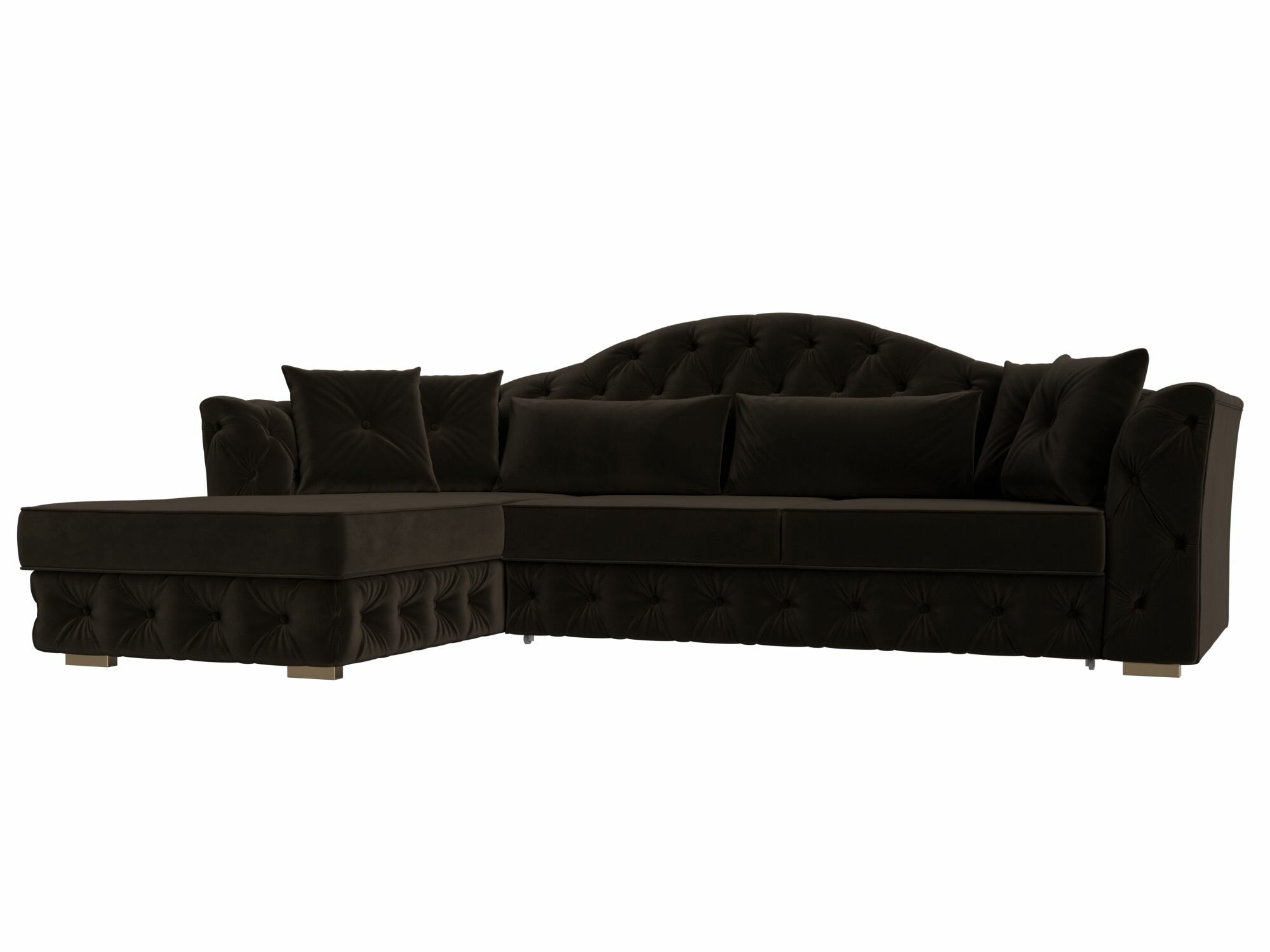 Диван угловой Артис левый угол, микровельвет коричневый