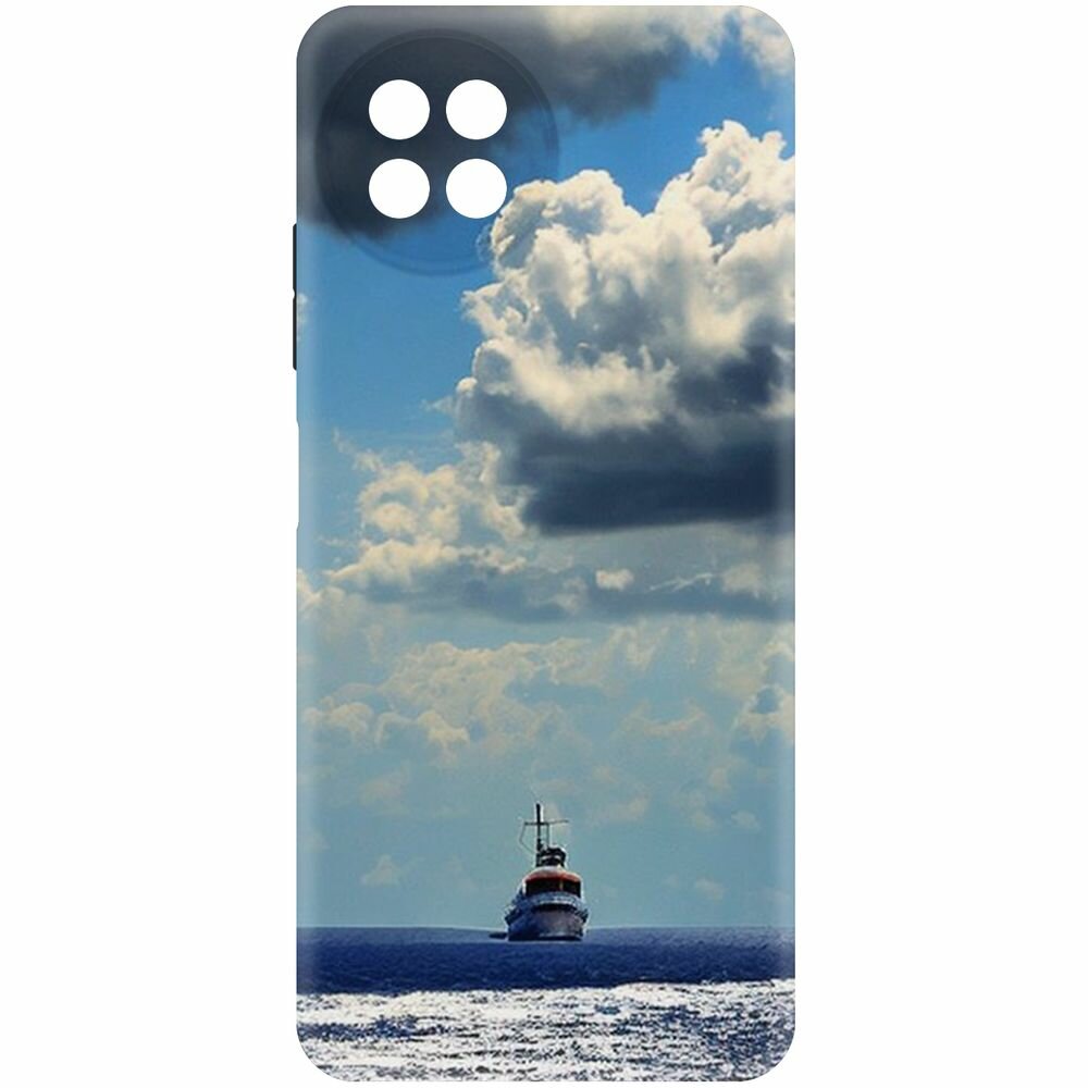 Чехол-накладка Krutoff Soft Case Море для ITEL S23 черный, с рисунком, силикон